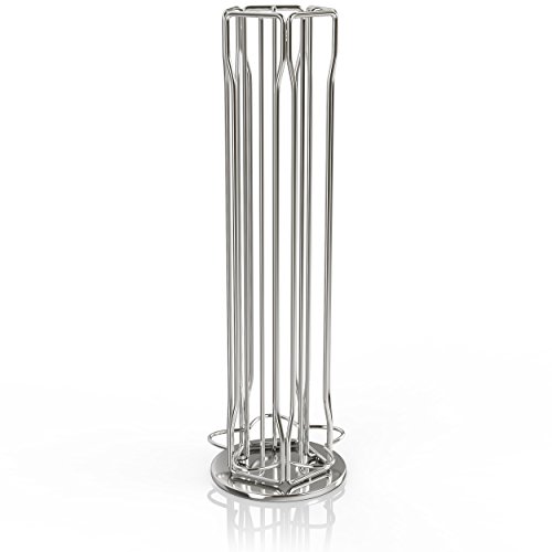 BluePeak Nespresso Carousel - Holds 50 Capsules, OriginalLine Pod Storage - Nifty Nespresso Pods Holder - Coffee Pod Dispenser Organizer Rack Stand, 360-Degree Rotation, Elegant, Modern Chrome Finish