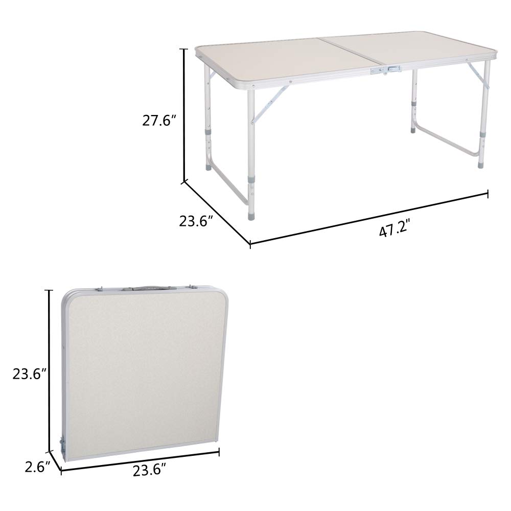 Ochine Foldable Indoor Outdoor All-Purpose Portable Wooden Table for Picnics, Camping, Beach, Tailgating, Patio, Kitchen, Living Room - Roll Up Folding Design