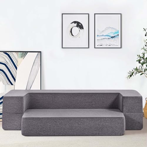 ILPEOD 8 Inch Memory Foam Fold Out Sofa Bed, Washable Cover Sleeper Convertible Futon Mattress for Bedroom Living Room Guest Bed