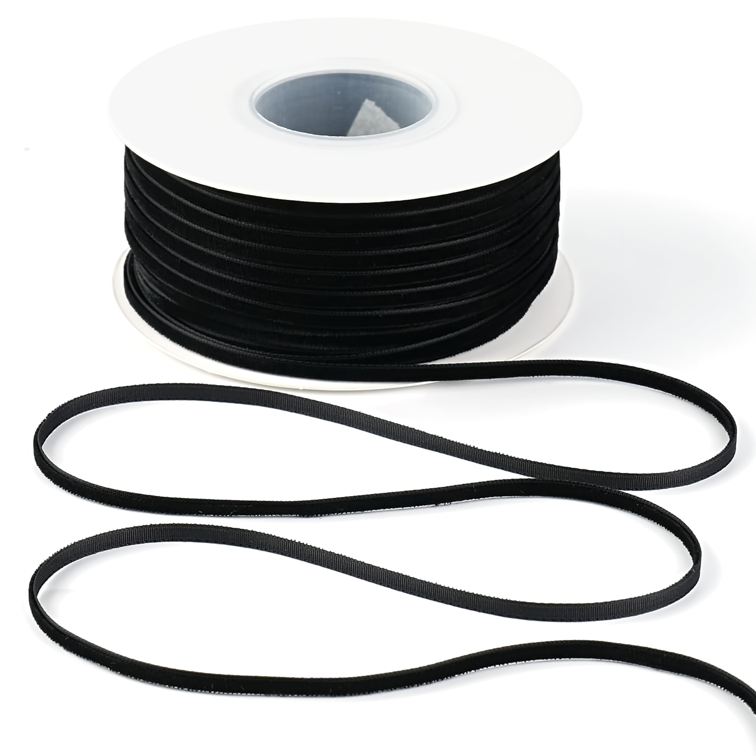 MAYREEL Black Velvet Ribbon 1/8 Inch Vintage Thin Ribbon for Wedding Invitations Gift Wrapping Party Favor Boxes Crafts 50 Yards