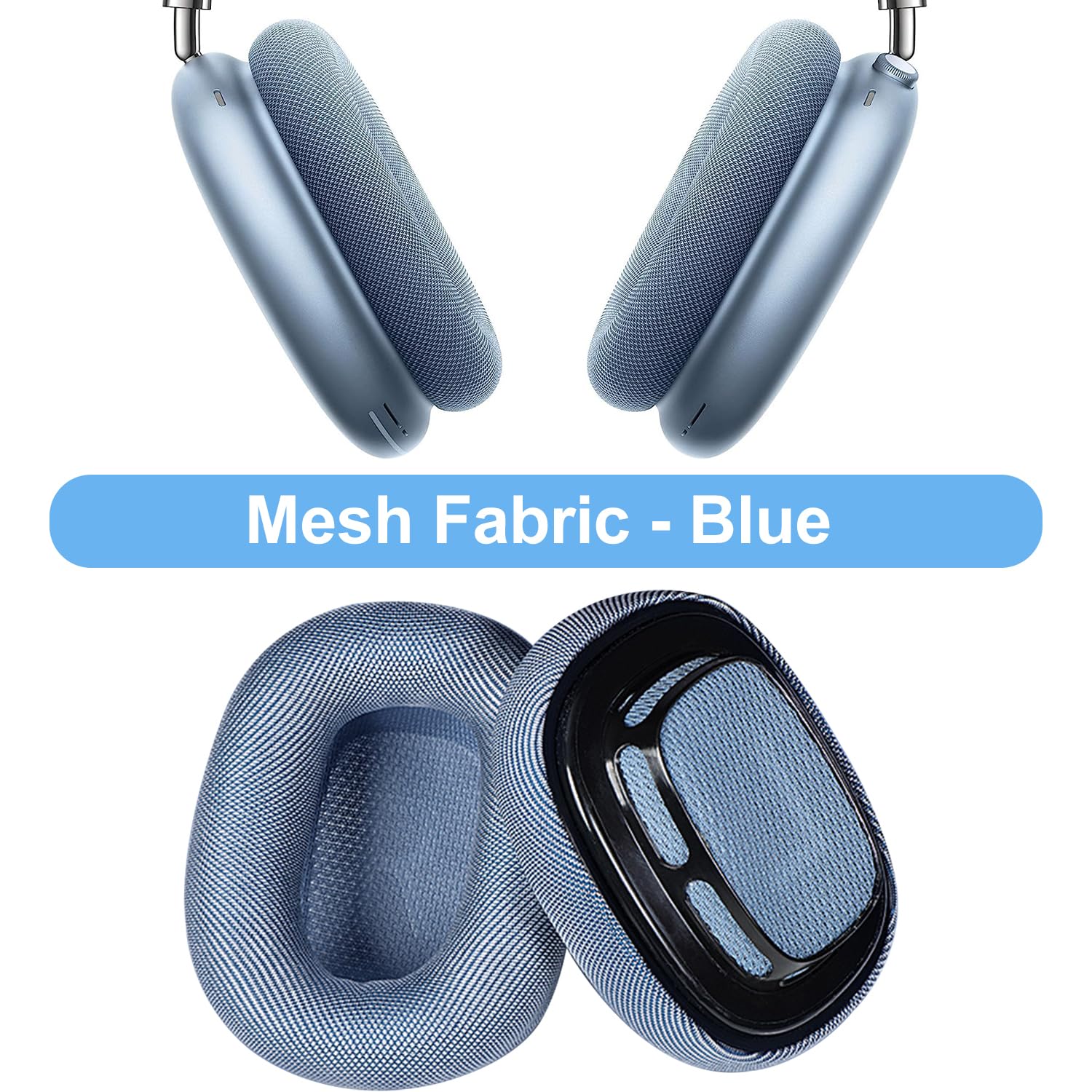 Aiivioll Ear Cushions for Airpods Max Headphones Replacement Ear Cushion Covers Made of Mesh Fabric and Memory Foam (Blue)