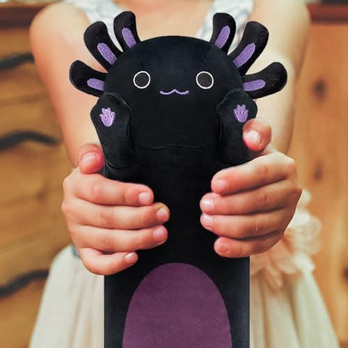 PEACH CAT Long Black Axolotl Plush Pillow Toy Cute Axolotl Stuffed Animal for Kids 27.5"