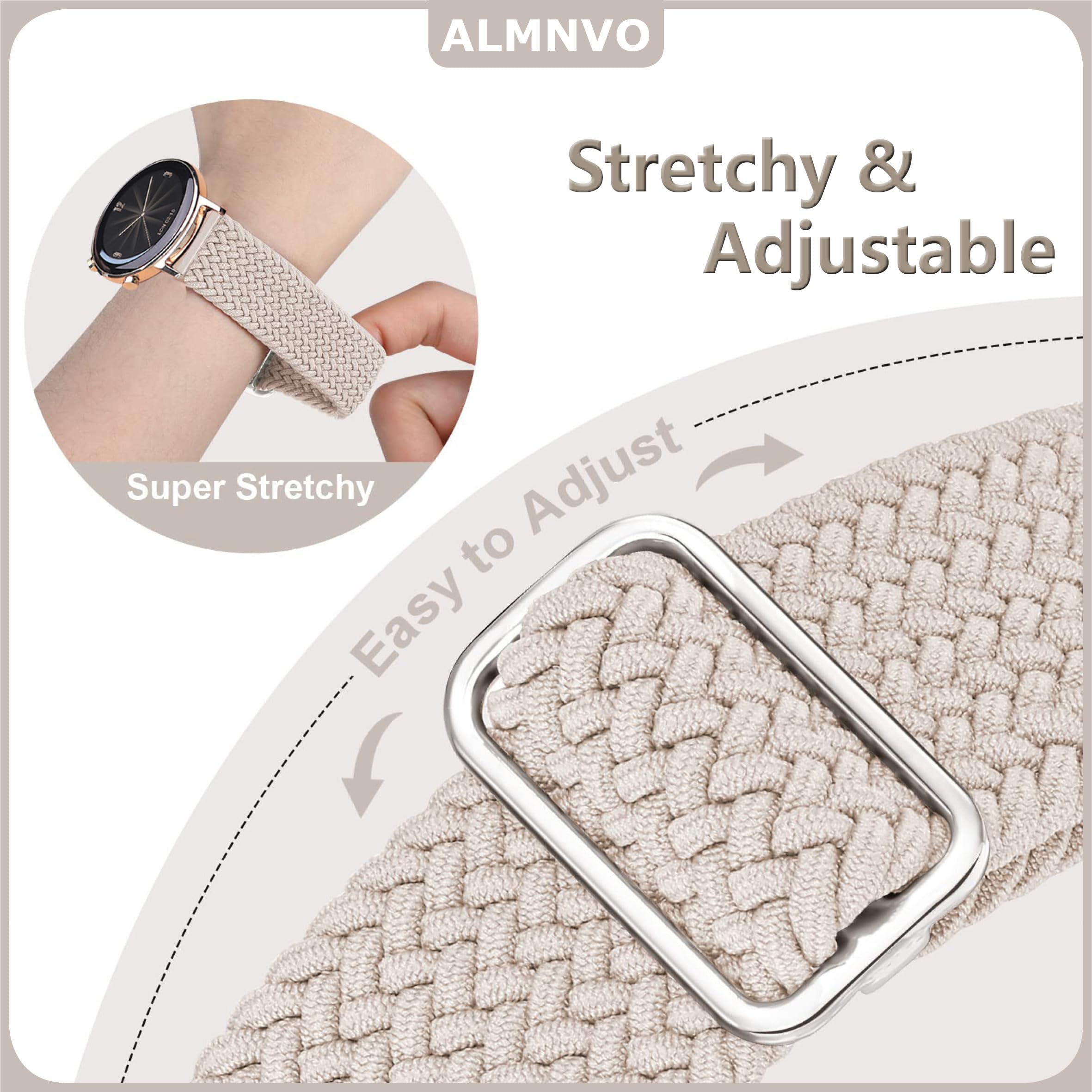20mm Braided Nylon Adjustable Band for Samsung Galaxy Watch 5/4/6/active 2 40mm 44mm/Galaxy Watch 5 Pro 45mm/Watch 4 Classic 42mm 46mm/Galaxy Watch 6 Classic 43mm 47mm,6Pack Wristband Sport Strap for