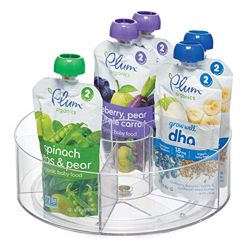 iDesign Cabinet Binz Divided Rotating Turntable Tea Packet Organizer, 9" x 9" x 3.01", Clear