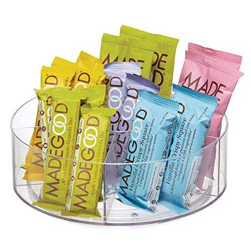 iDesign Cabinet Binz Divided Rotating Turntable Tea Packet Organizer, 9" x 9" x 3.01", Clear