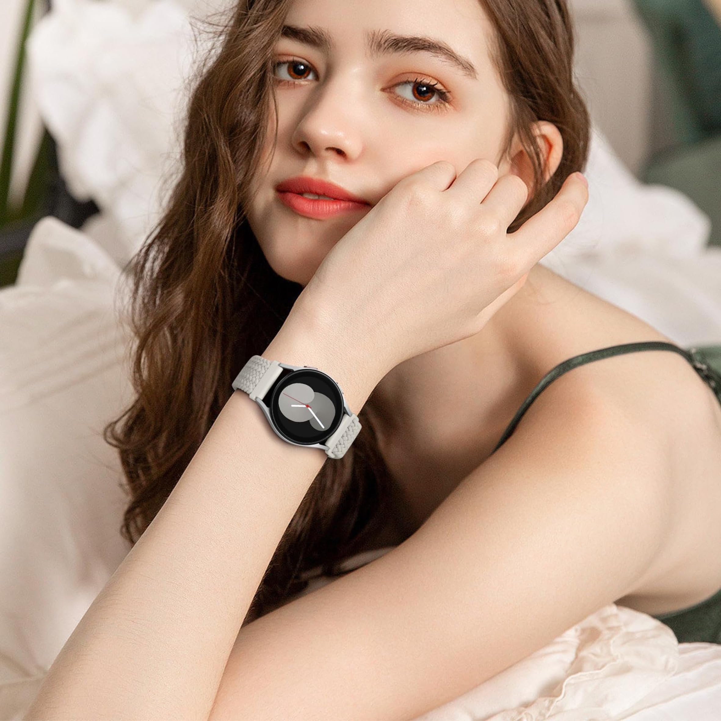 20mm Braided Nylon Adjustable Band for Samsung Galaxy Watch 5/4/6/active 2 40mm 44mm/Galaxy Watch 5 Pro 45mm/Watch 4 Classic 42mm 46mm/Galaxy Watch 6 Classic 43mm 47mm,6Pack Wristband Sport Strap for