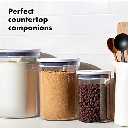 OXO Good Grips Round POP Container β Large (5.2 Qt) for flour, sugar, cereal and more | Airtight Food Storage | BPA Free | Dishwasher Safe | Clear Body
