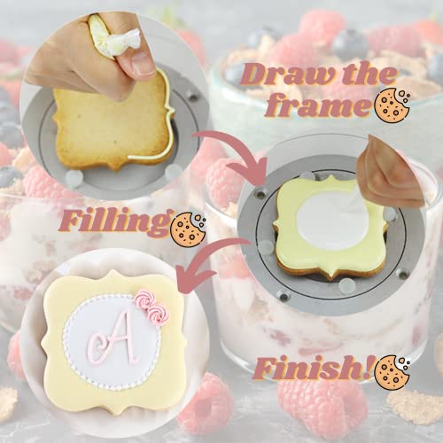 Crethinkaty 4PCS Plastic Bless Plaque Frame Pastry Biscuit Cookie Cutter Cake Fondant Cutters Mold Wedding Birthday Baby Party Baking(Style B)