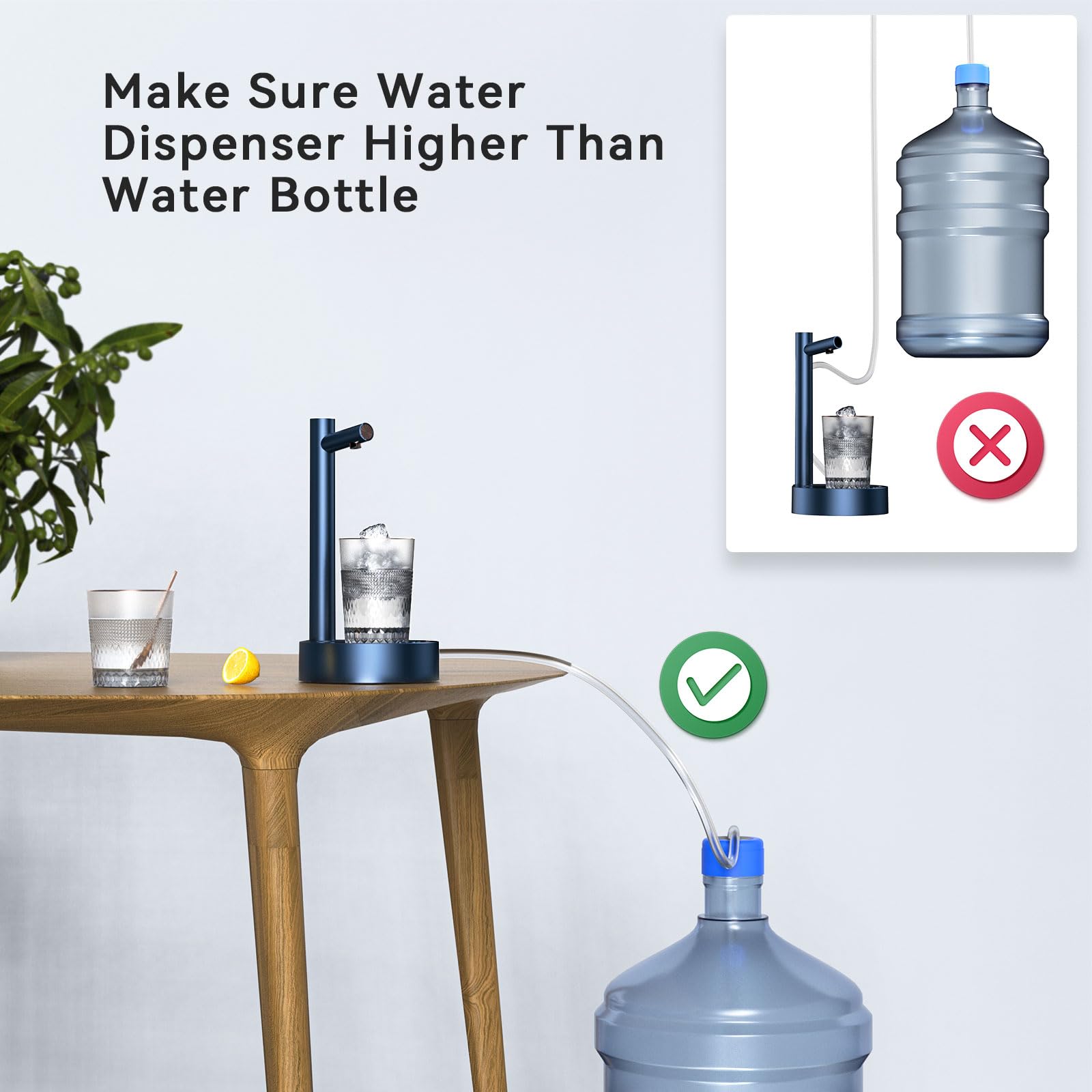 【Upgraded】 Morsatie Water Dispenser for 3 Gallon & Universal Bottles, Automatic Drinking Water Dispenser Green MSWD-Green-HB6