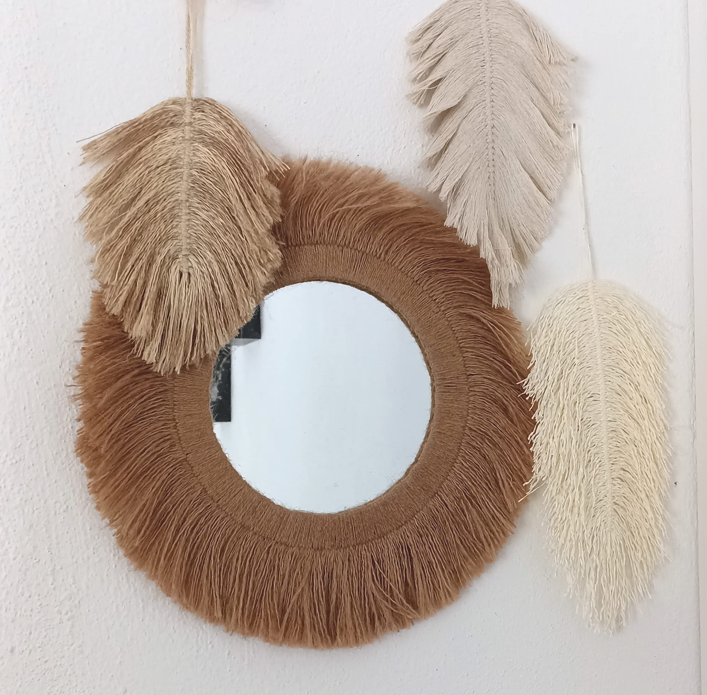Wicker Wall Basket Decor - Set of 3 Oversized, Hanging Natural Woven Seagrass Flat Baskets, Round Boho Wall Basket Decor for Living Room or Bedroom, Unique Wall Art