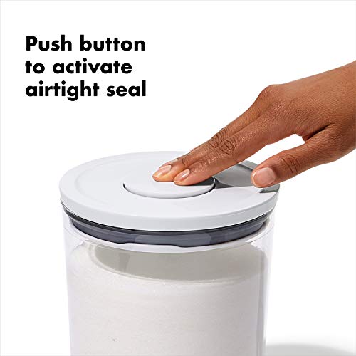 OXO Good Grips Round POP Container β Large (5.2 Qt) for flour, sugar, cereal and more | Airtight Food Storage | BPA Free | Dishwasher Safe | Clear Body