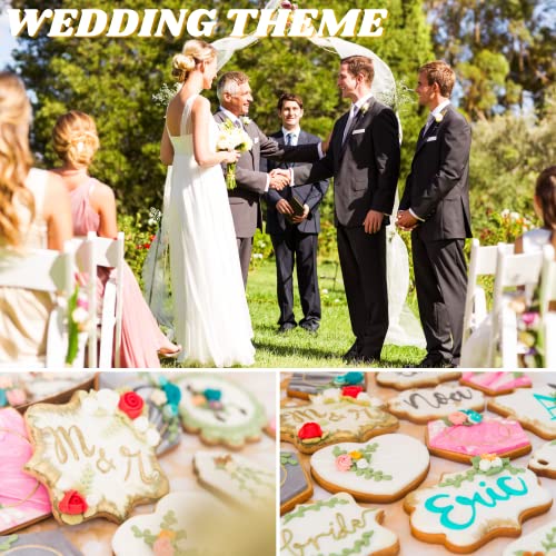 Crethinkaty 4PCS Plastic Bless Plaque Frame Pastry Biscuit Cookie Cutter Cake Fondant Cutters Mold Wedding Birthday Baby Party Baking(Style B)