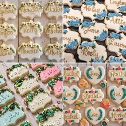 Crethinkaty 4PCS Plastic Bless Plaque Frame Pastry Biscuit Cookie Cutter Cake Fondant Cutters Mold Wedding Birthday Baby Party Baking(Style B)