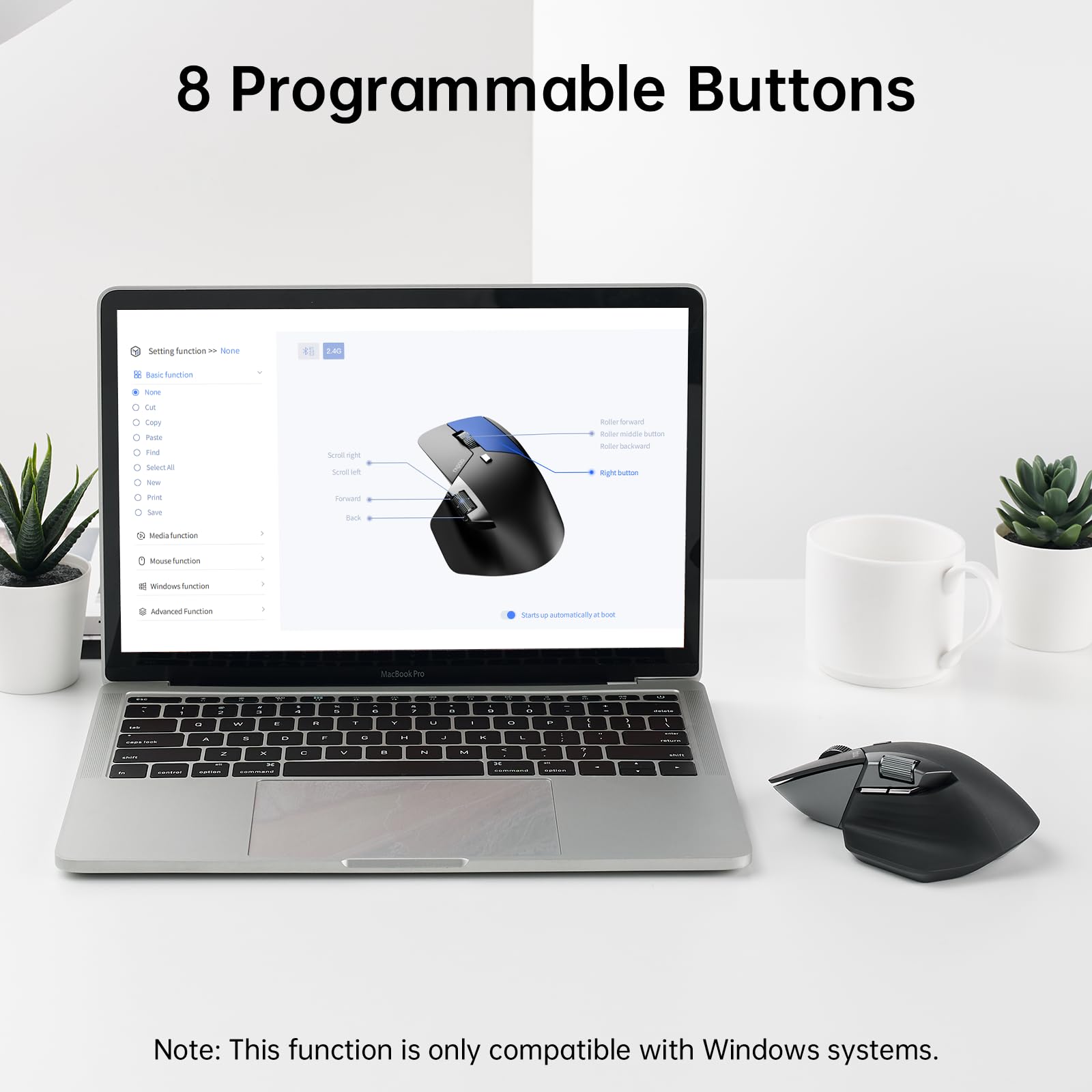 Rapoo MT760L Wireless Bluetooth Mouse, Ergonomic Design, 4 Adjustable DPI, 8 Programmable Buttons, 90 Days Battery Life, Matte Black