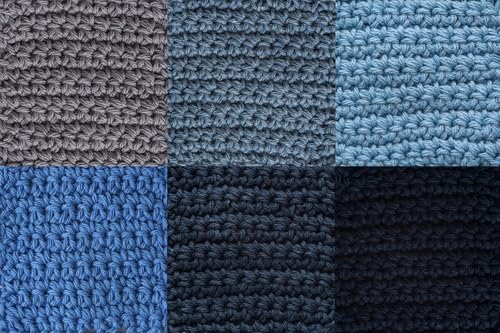 Lily Sugar'n Cream 100% Cotton Yarn 6-Pack Bundle with Bella's Crafts Stitch Markers (Blue Mix 2)