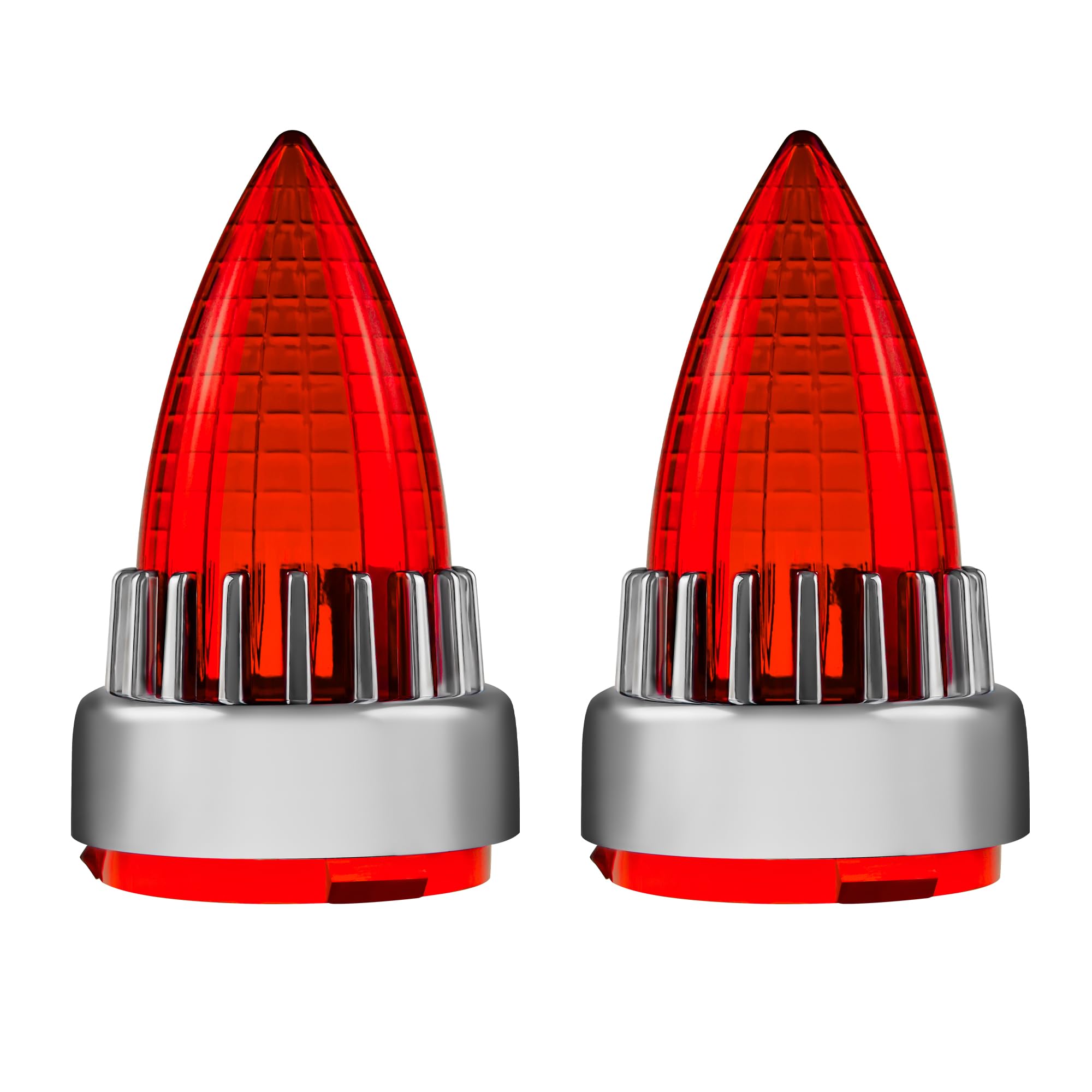 FATECIM 2" Turn Signal Light Covers Supersonic Replacement Red Lenses Clip On for Softail Street Road Glide Fat Boy Sportster Dyna Deluxe Chrome Bezel