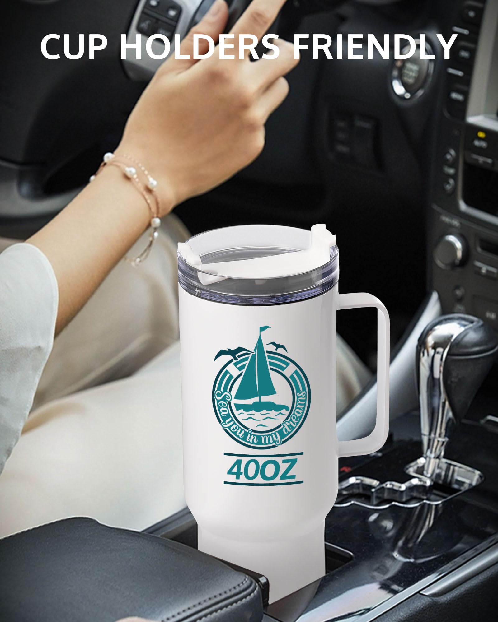 OFFNOVA 40oz Sublimation Tumblers with Handle, Stainless Steel Coffee Tumbler Blank, Double Wall Vacuum Sublimation Travel Cups for Heat Press Printing