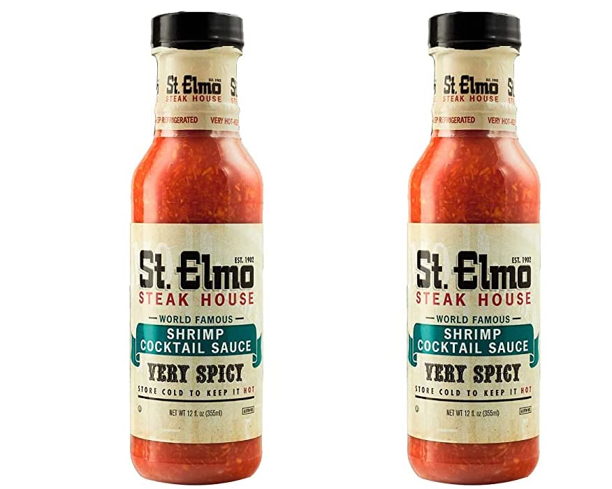 St. Elmo steak house Cocktail Sauce, Extra Spicy Seafood Sauce and Cocktail Sauce for Shrimp, 12 Fl Oz, Pack of 2