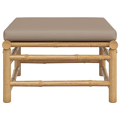 Patio Footstool with Taupe Cushion Bamboo The Ultimate Patio Experience Embrace The Outdoor Luxury