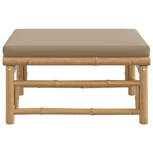 Patio Footstool with Taupe Cushion Bamboo The Ultimate Patio Experience Embrace The Outdoor Luxury