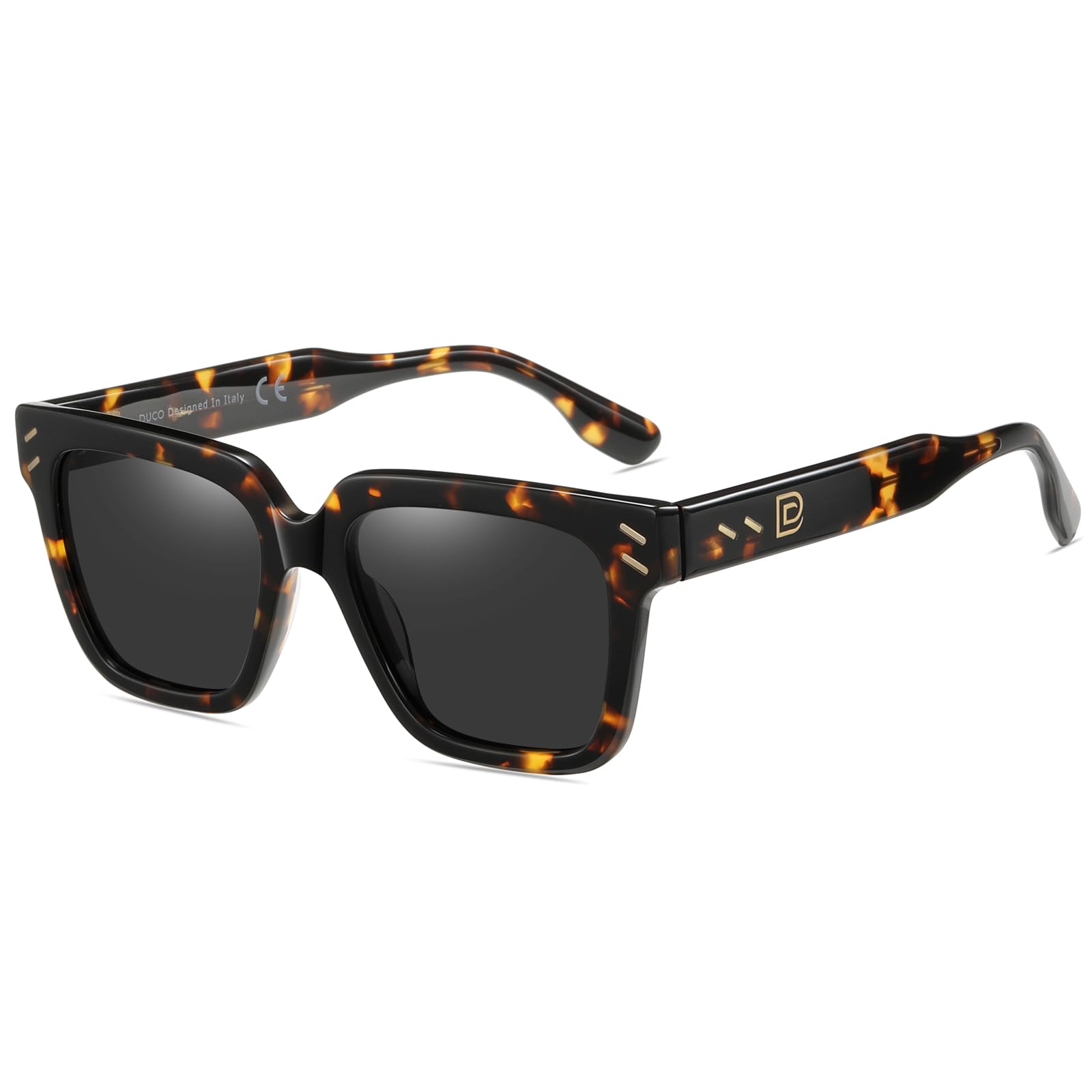 DUCO Retro Square Polarized Sunglasses for Men Women Trendy Vintage Luxury Acetate Sun Glasses UV400 DC2368