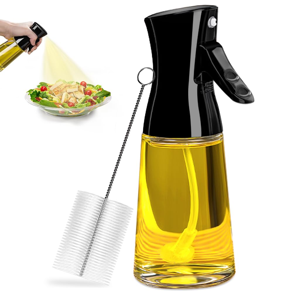 Oil Sprayer for Cooking, 180ml Glass Olive Oil Sprayer Bottle with Brush,Thick Glass, Large Range, Strong Spray Force, Olive Oil Spray Bottle for Cooking, Kitchen Gadgets Accessories for Air Fryer