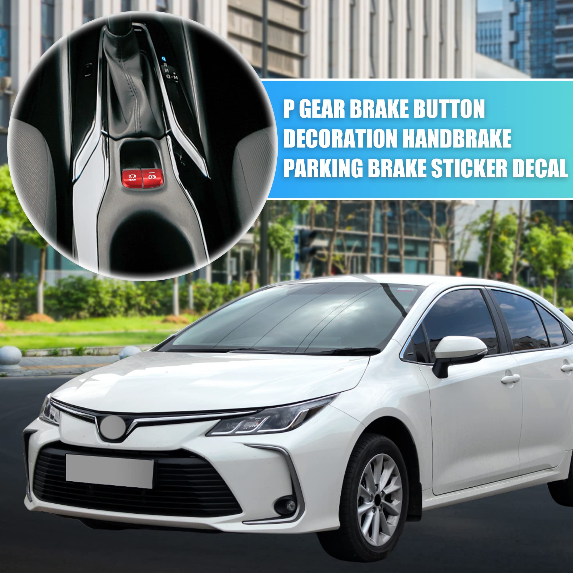 X AUTOHAUX 1 Set Car Electronic P Gear Brake Button Decoration Stickers Center Console Handbrake Parking Brake Sticker Decal for Toyota Supra GR 2018-2022 Red