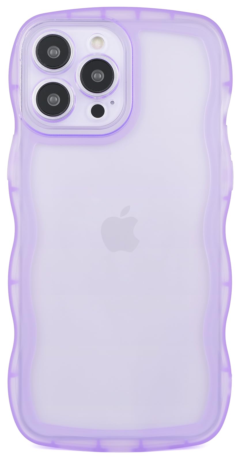 SKYLMW Compatible with iPhone 14 Pro Max Case 6.7" 2022, Cute Kawaii Curly Wave Frame Shape Soft Silicone Shockproof Protective Phone Cover for Women Girls, Clear/Purple