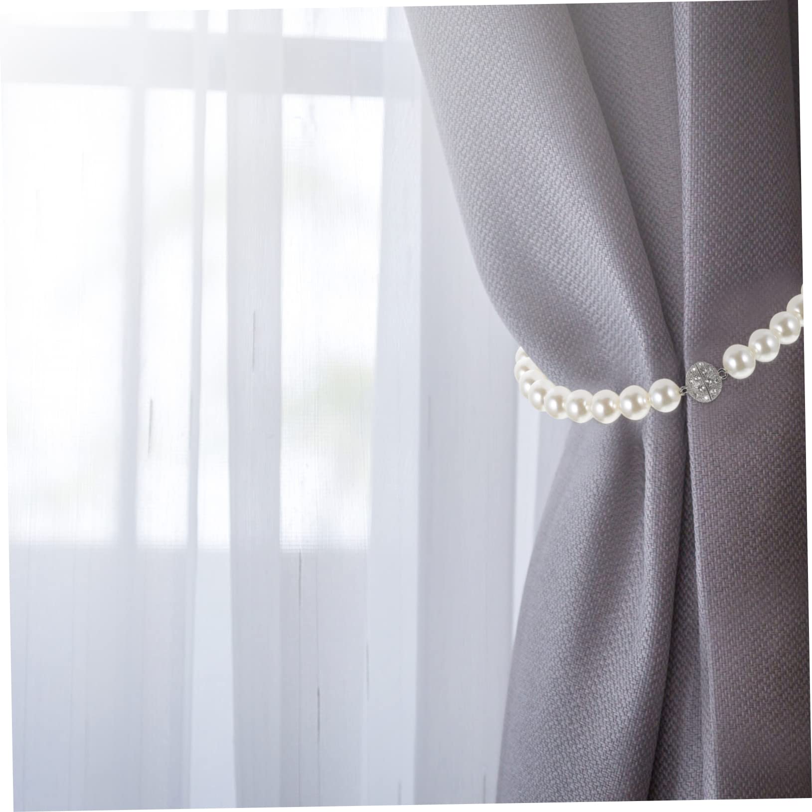 Homoyoyo 1pc Curtain Tie White Tie Plastic Stand Drape Tiebacks White Cotton Curtains Curtain Holdbacks Window Curtains Curtain Buckle Magnet Abs Pearls Magnetic Stand Magnetic Force