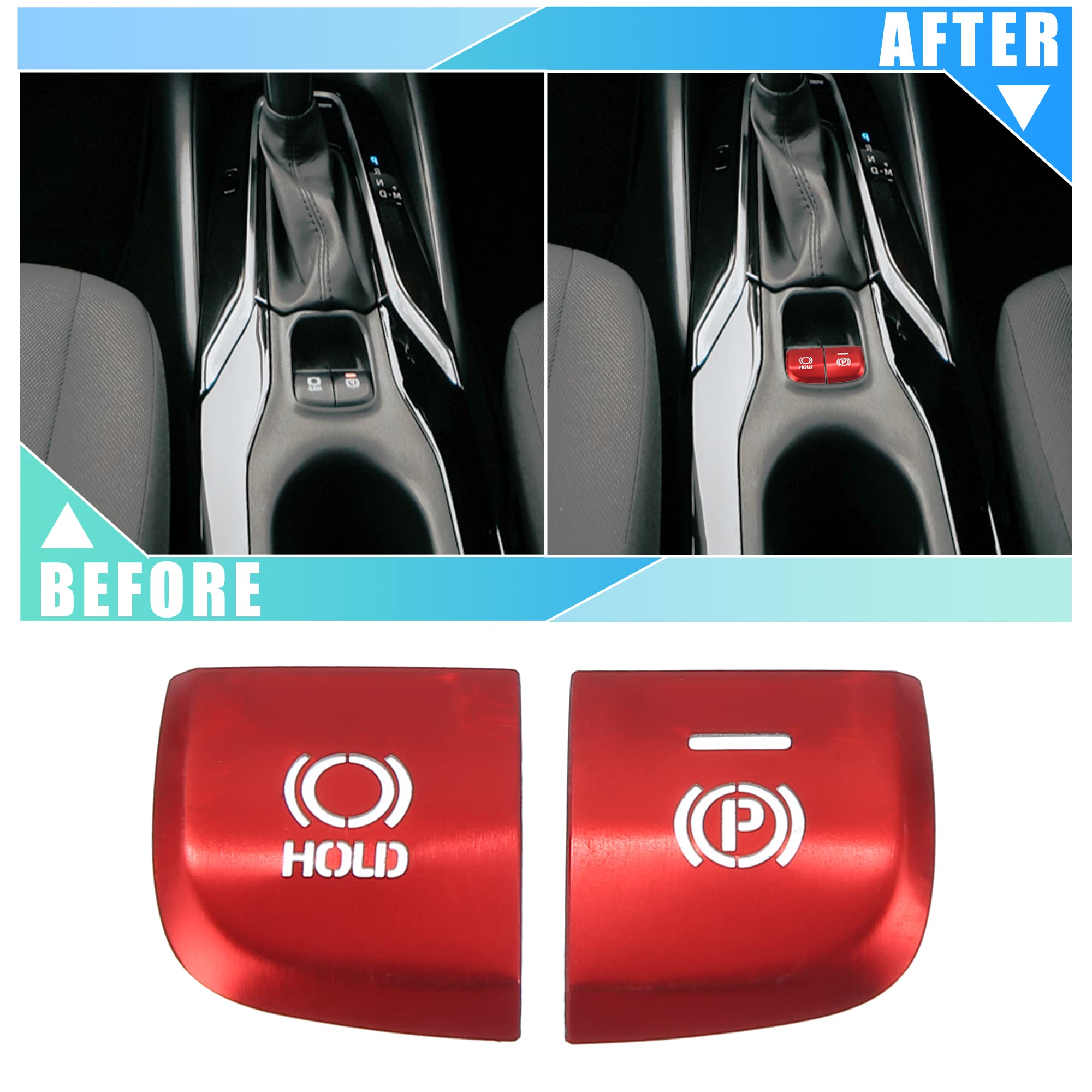 X AUTOHAUX 1 Set Car Electronic P Gear Brake Button Decoration Stickers Center Console Handbrake Parking Brake Sticker Decal for Toyota Supra GR 2018-2022 Red