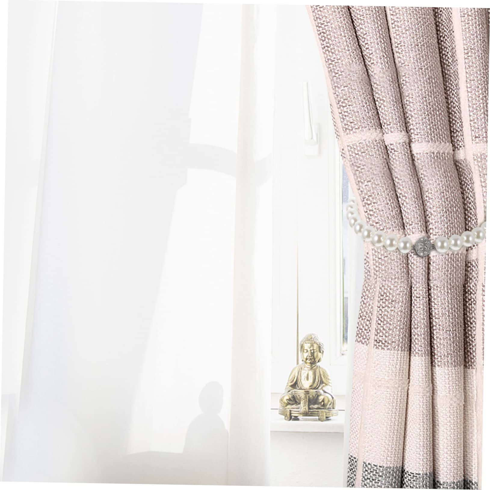 Homoyoyo 1pc Curtain Tie White Tie Plastic Stand Drape Tiebacks White Cotton Curtains Curtain Holdbacks Window Curtains Curtain Buckle Magnet Abs Pearls Magnetic Stand Magnetic Force