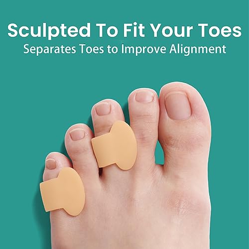 Welnove Gel Toe Separator - 8 Pack Pinky Toe Spacers - Little Toe Cushions, Small Toe Sleeves for Preventing Rubbing & Reducing Pressure (Beige)