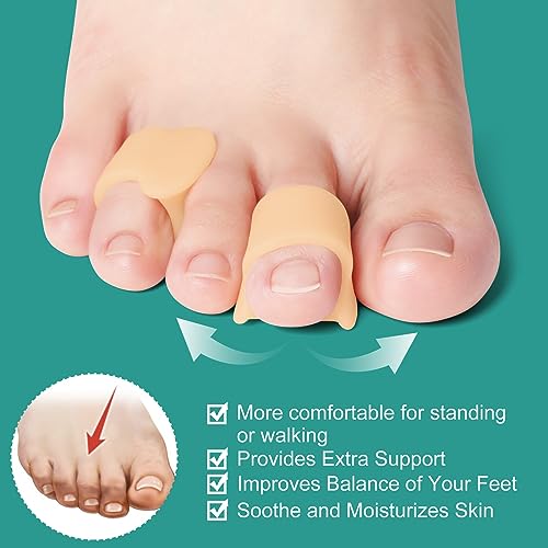 Welnove Gel Toe Separator - 8 Pack Pinky Toe Spacers - Little Toe Cushions, Small Toe Sleeves for Preventing Rubbing & Reducing Pressure (Beige)