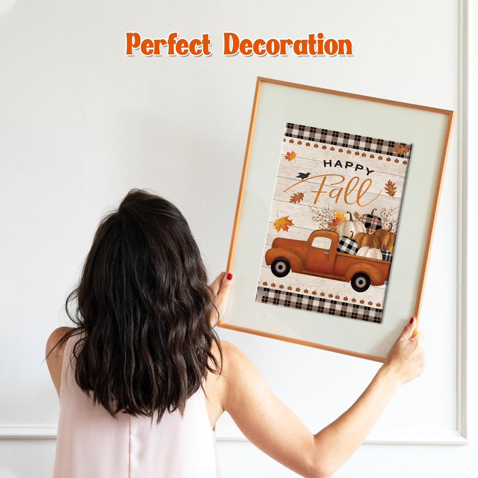 NAIMOER Happy Fall Diamond Art Kits for Adults, 5D Truck Diamond Art Kits for Adults, DIY Full Drill Pumpkin Diamond Art Fall Diamond Art for Home Decor 30x40cm