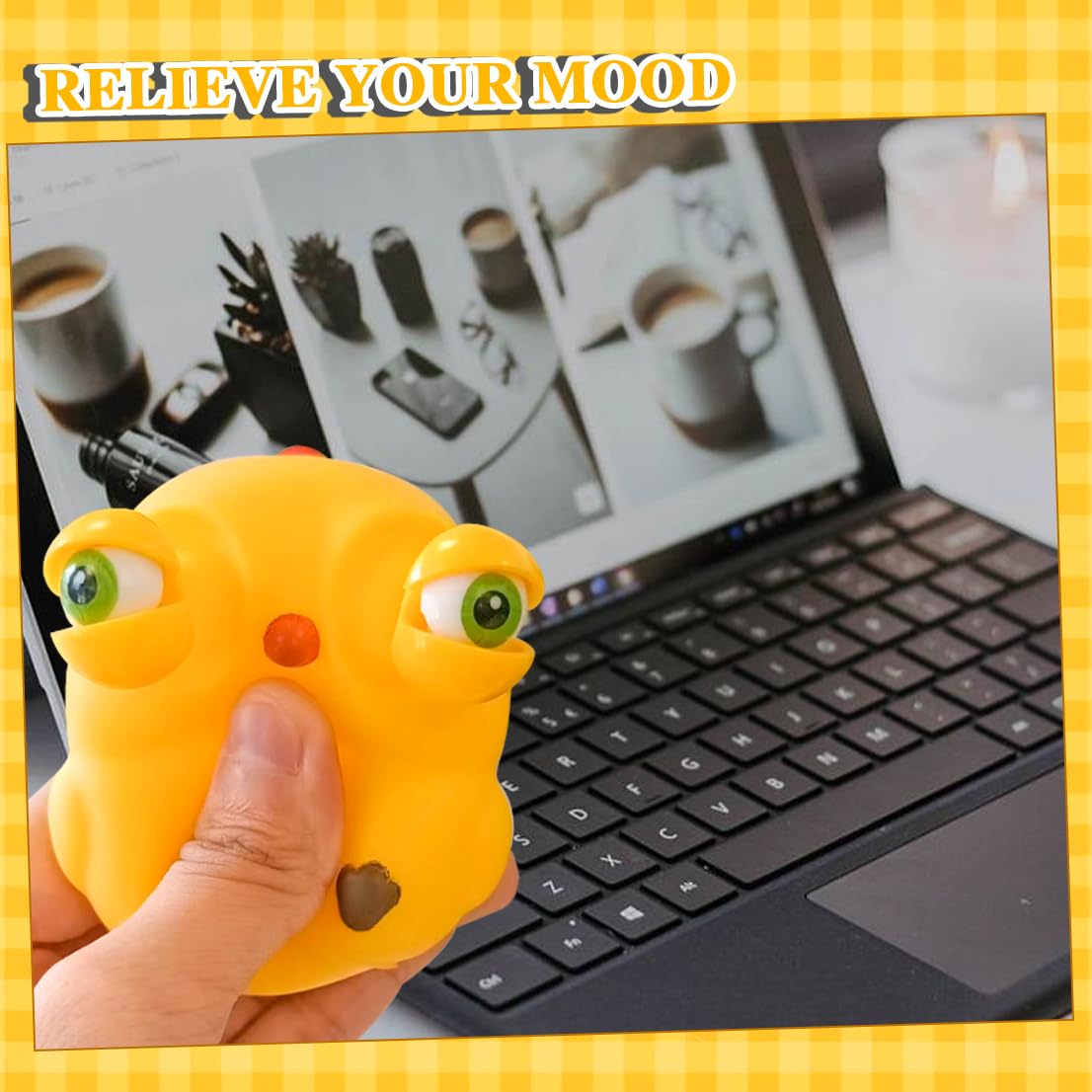 Smosun Chicken Squeeze Toys: 2PCS Funny Stress Relief Squishy Toys with Pop Out Eyes - Sensory Therapy Fidget Toys for Kids and Adults with Autism & ADHD