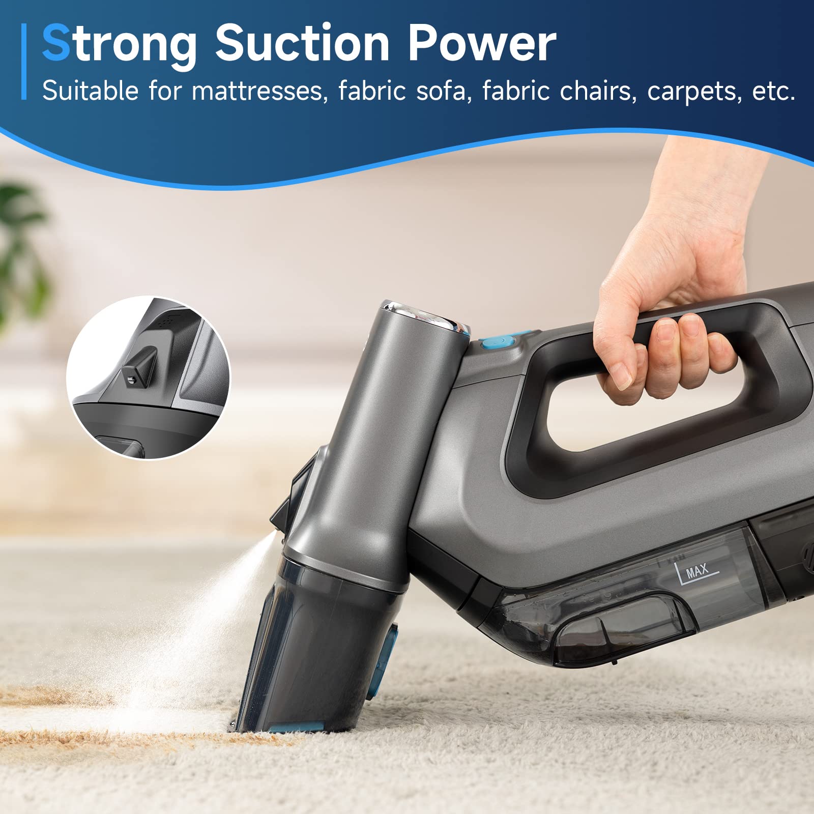 TAB Carpet Cleaner Machine, Cordless Spot Portable Carpet Cleaner,2023 Upgrade Lightweight Cordless Upholstery Stain Remover Deep Cleaner for Pets,Stairs,Car,With PowerBrush & Extend Hose, ErasePro H6