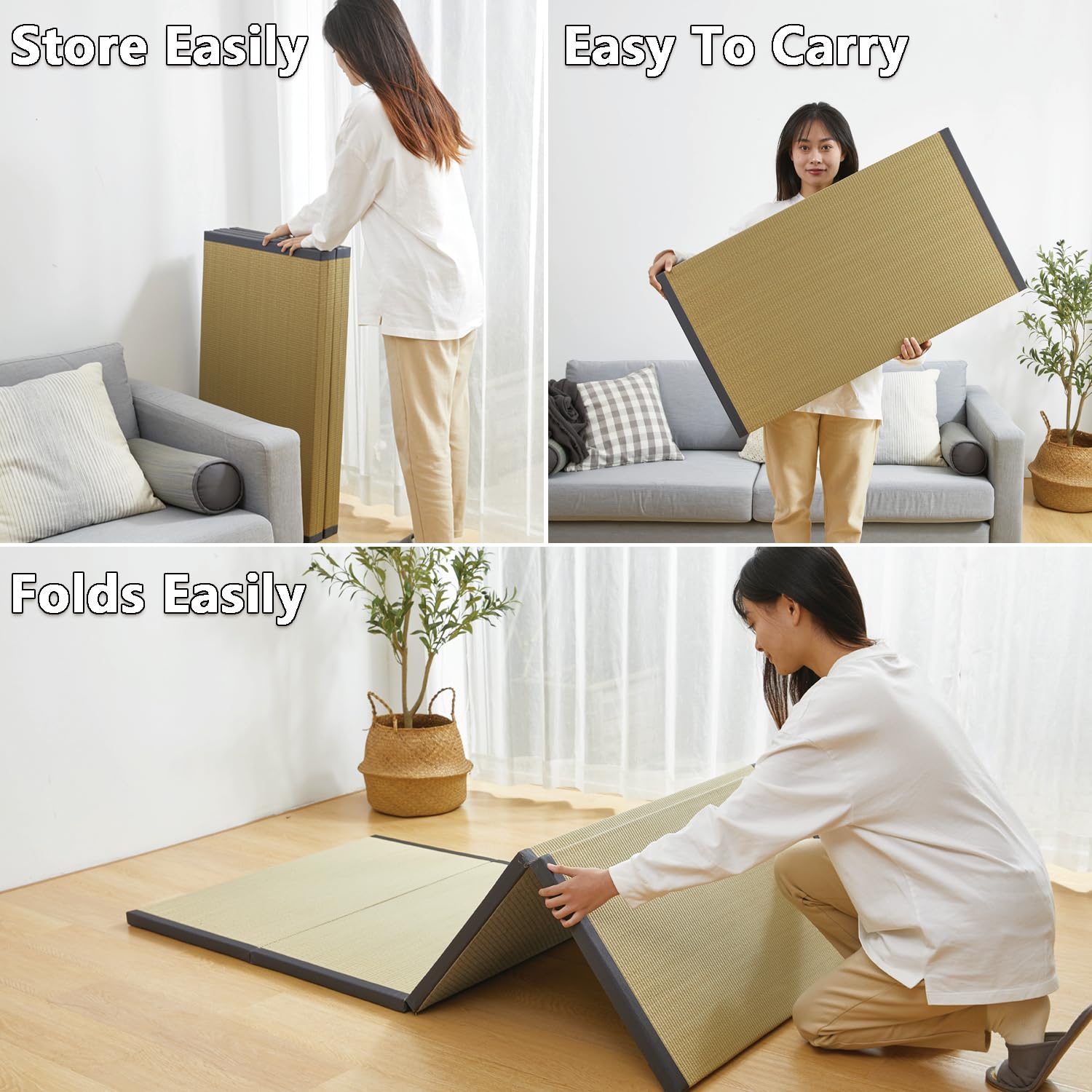 §haruki Japanese Tatami Mat, Thick Tatami Mat Twin Floor Mattress, Japanese Rush Grass, Used for Sleep, Meditation, Yoga, Zen Tatami Mat (Natural,78.7" L x 35.4" W x 1.2" H)