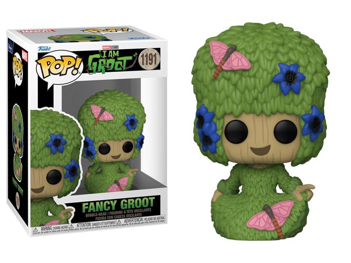 POP Marvel: I Am Groot - Fancy Groot Marie Hair Funko Vinyl Figure (Bundled with Compatible Box Protector Case), Multicolored, 3.75 inches