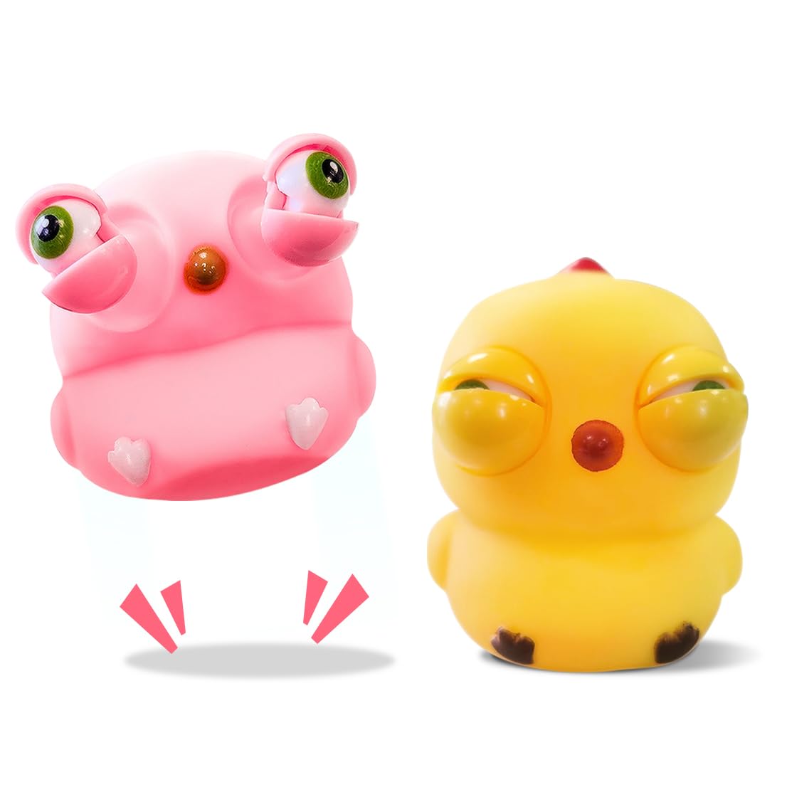 Smosun Chicken Squeeze Toys: 2PCS Funny Stress Relief Squishy Toys with Pop Out Eyes - Sensory Therapy Fidget Toys for Kids and Adults with Autism & ADHD