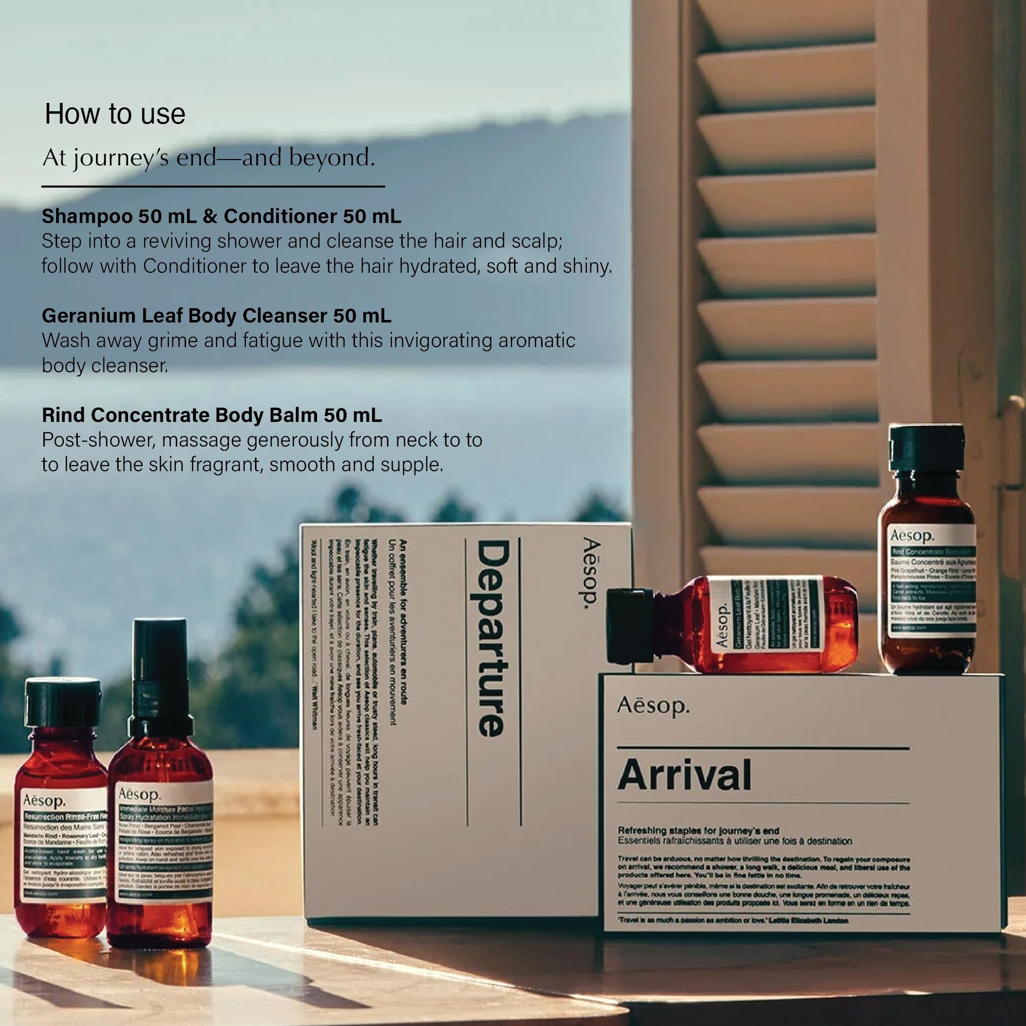 Aesop Travel Set | Travel Body Wash and Body Balm & Travel Size Shampoo and Conditioner | 1.7 oz, Pack of 4