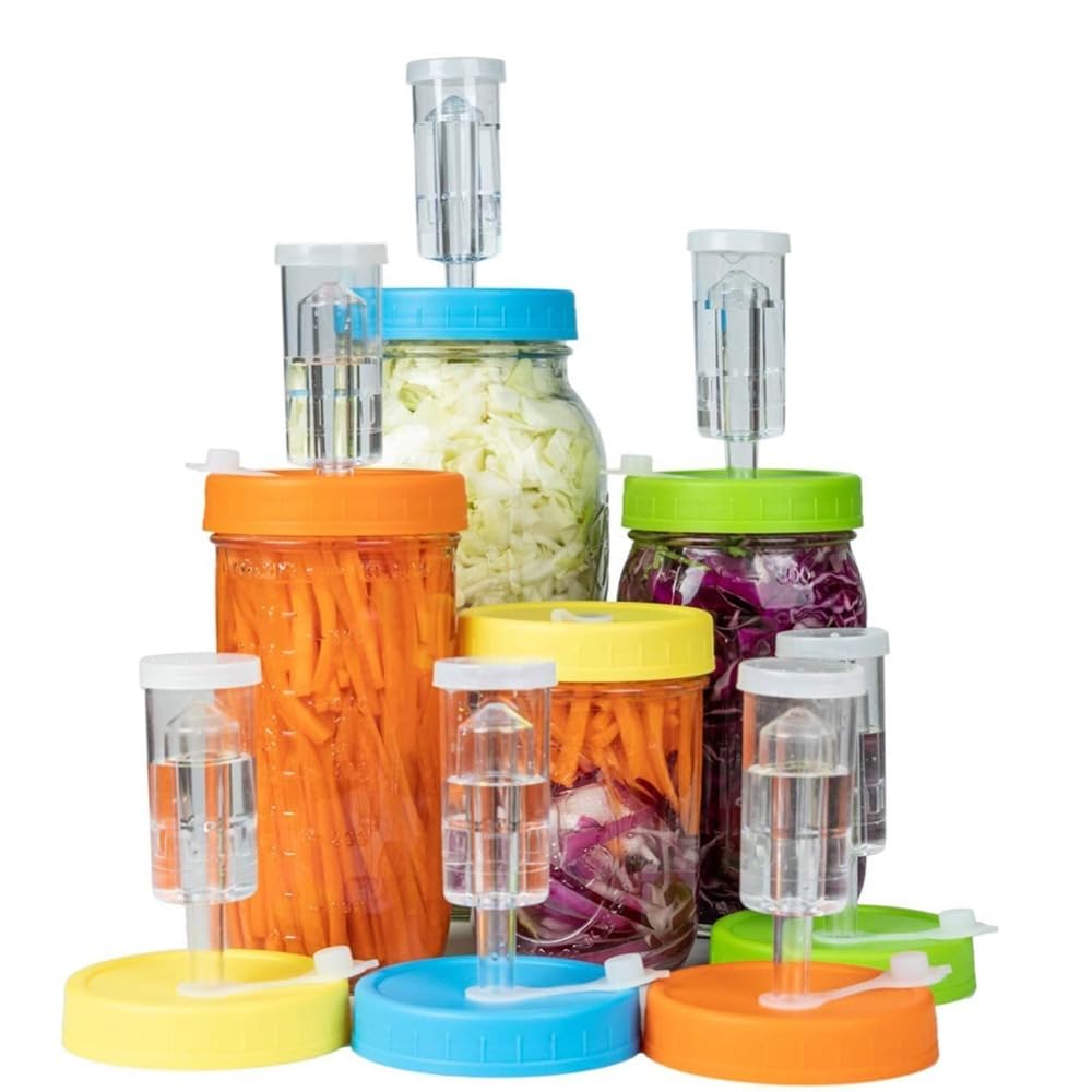 1PCS Mason Jar Lid with Airlock,Pickle Lid Mason Jar Airlock Lid Wide Mouth Pickle Lid for Home Kimchi Kit(Green)