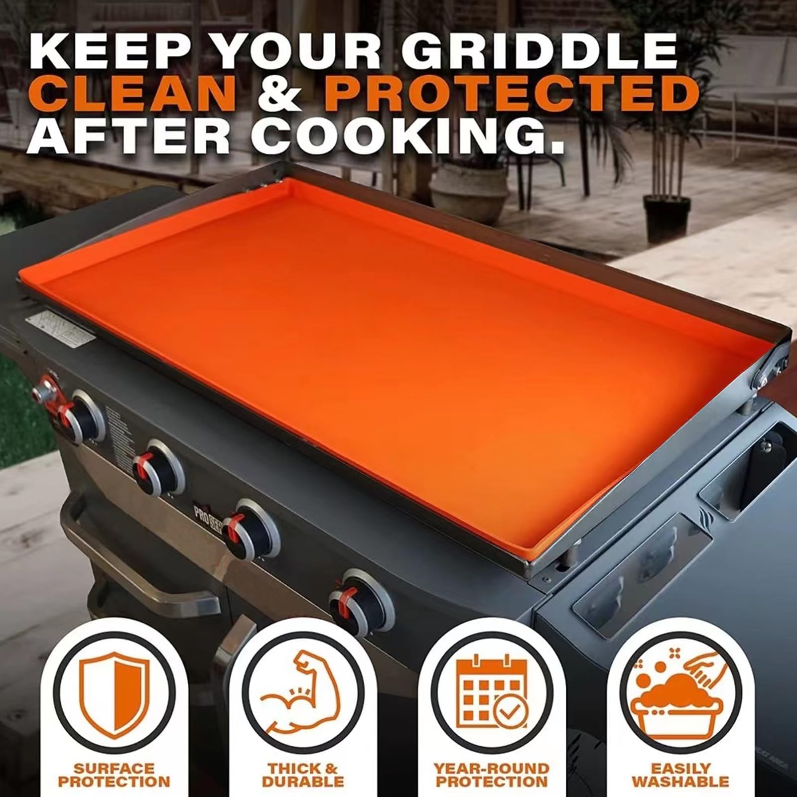 Mataytate 36" Griddle Mat Silicone for Blackstone,Heavy Duty Food Grade Silicone Mat,Reusable Griddle Partner Fits Grill Accessories,All Season Waterproof Cooking Protective Mat Rust BBQ Grill Mat