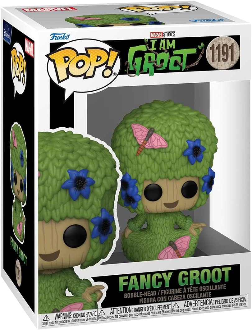 POP Marvel: I Am Groot - Fancy Groot Marie Hair Funko Vinyl Figure (Bundled with Compatible Box Protector Case), Multicolored, 3.75 inches