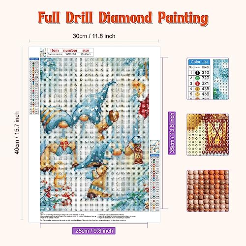 NAIMOER Christmas Diamond Art Kits for Adults, 5D Gnomes Diamond Art Kits Winter, DIY Full Drill Winter Snow Diamond Art Christmas Diamond Art for Home Decor 30x40cm