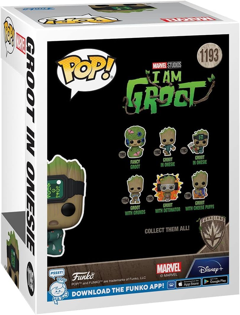 POP Marvel: I Am Groot - Groot in Onesie with Book Funko Vinyl Figure (Bundled with Compatible Box Protector Case), Multicolored, 3.75 inches
