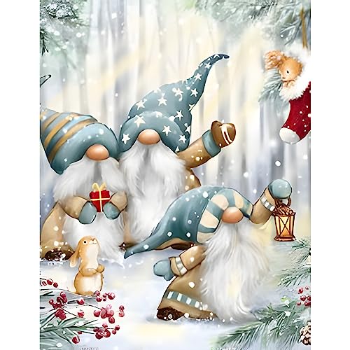 NAIMOER Christmas Diamond Art Kits for Adults, 5D Gnomes Diamond Art Kits Winter, DIY Full Drill Winter Snow Diamond Art Christmas Diamond Art for Home Decor 30x40cm