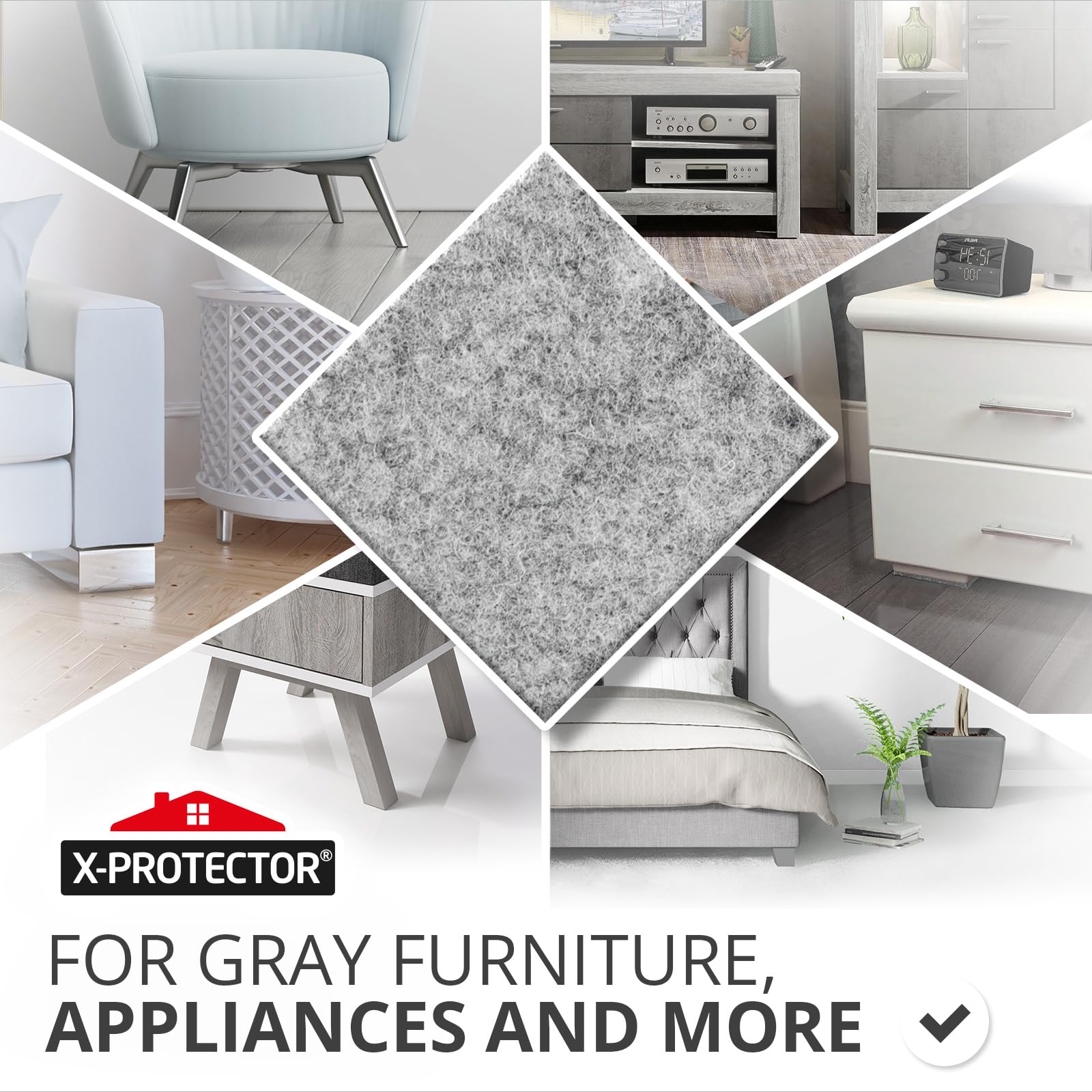 X-Protector Felt Furniture Pads 3 PCS - (1) 47" x 4" + (2) 47" х 0.8" - Grey Felt Tape - Multi-Purpose Felt Strips with Adhesive Backing - Premium Felt Roll - Sticky Felt for Surface Protection & DIY