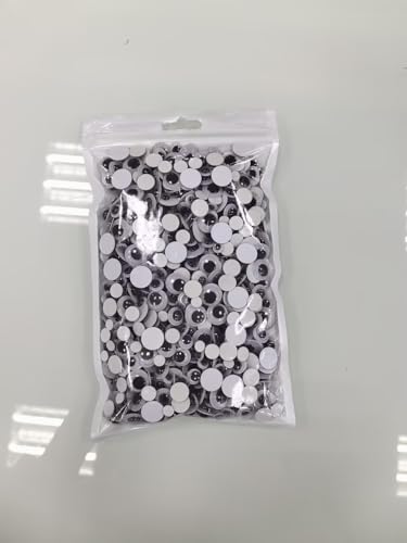 1000 Pcs Craft Eyes Self Adhesive Craft Stickers Wiggle Googly Eyes Comes in Black and White and VariousSizes Googly Eyes for Crafts DIY Crafts Decoration (6/8/10/12mm)