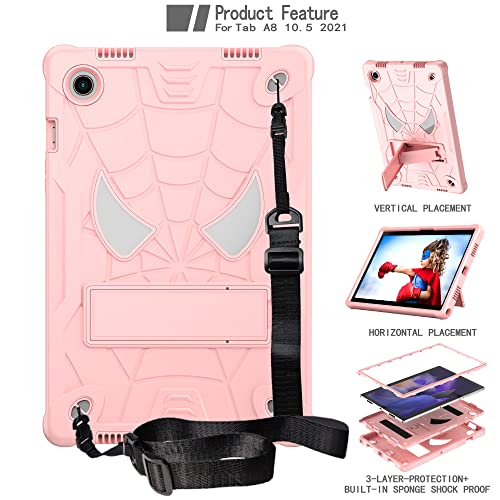 Tablet Case Cover Tablet Children's Case for Samsung Galaxy Tab A8 10.5" X200 / X205 (2021),Protective Cover Shockproof and Resistant Case with Built-in Holder+Shoulder Strap Full Protective Case (Co