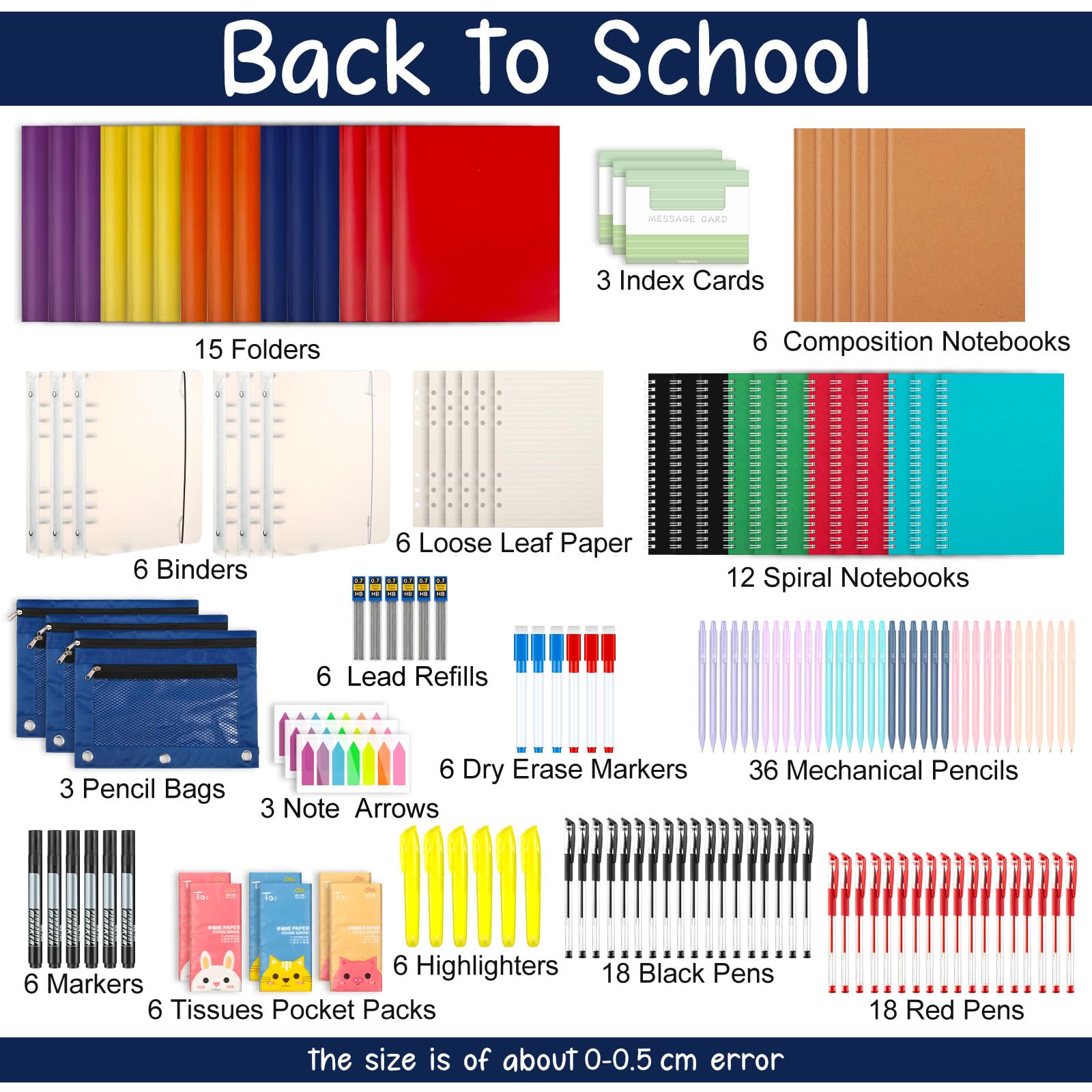 Lincia 156 Pack High School Back to School Supply Kits Essentials for High Schooler Utiles Escolares Supply Kits Back to School Essentials School Supply Boxes School Essentials Bundle Spiral Notebooks